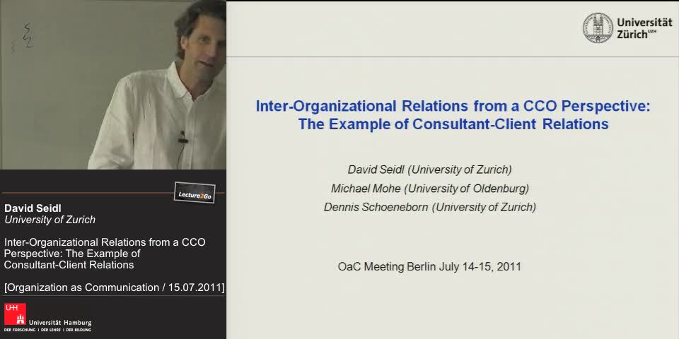Inter-Organizational Relations from a CCO Perspective: The Example of ...