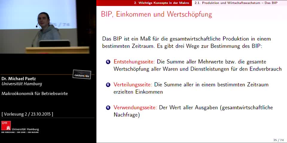 Vorlesung 2 (Teil1) - Dr. Michael Paetz - Universität Hamburg - Lecture2Go